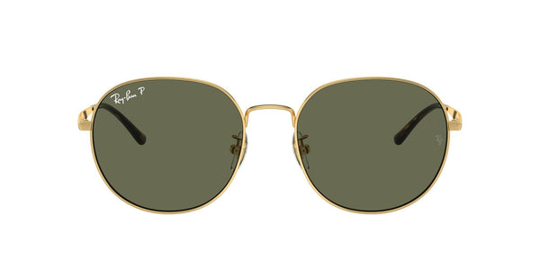 Ray-Ban RB3727D Gold Polarised Unisex Sunglasses Green Size 57